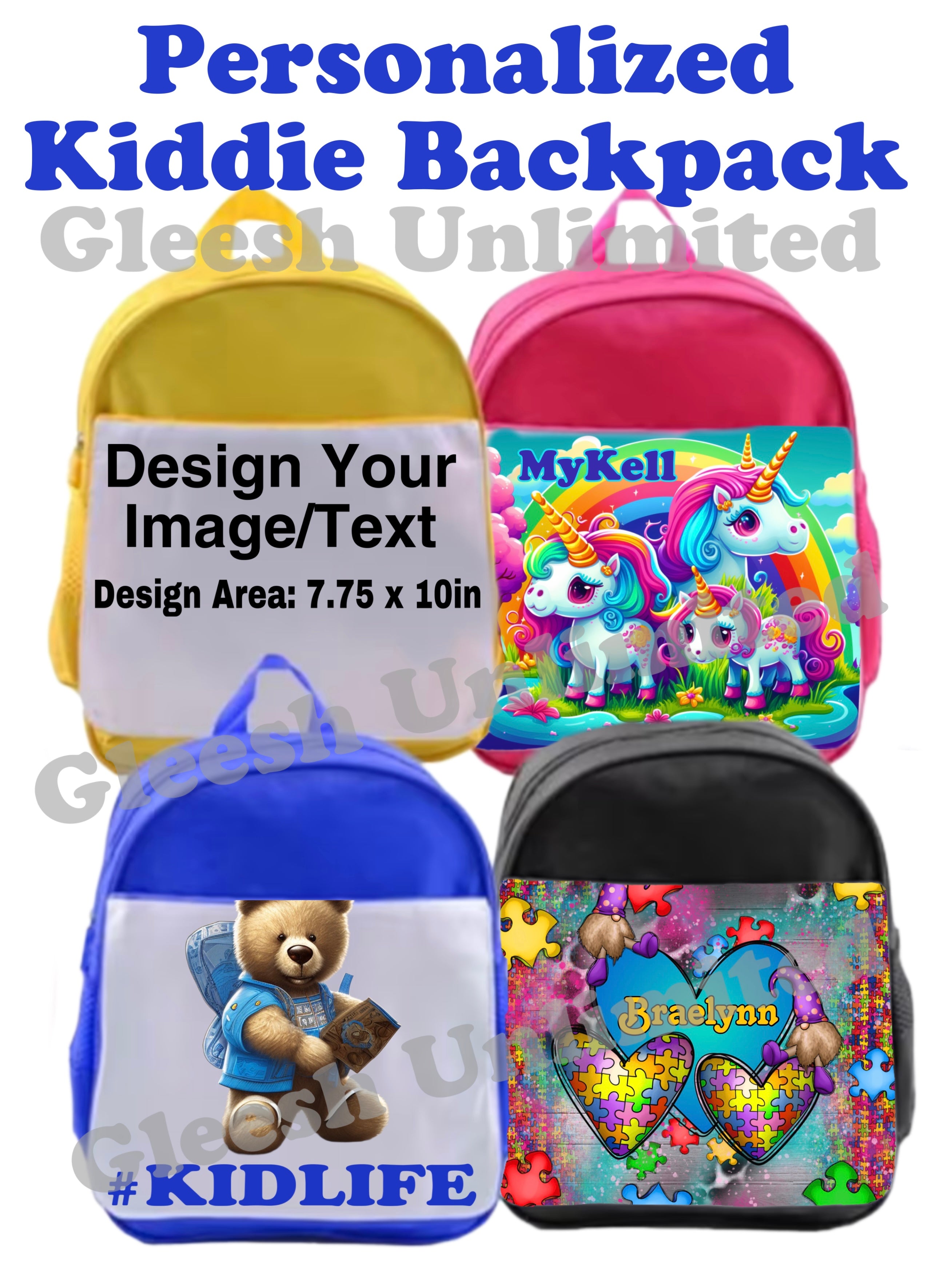 Personalized Kiddie Backpack – GLEESH Unlimited LLC