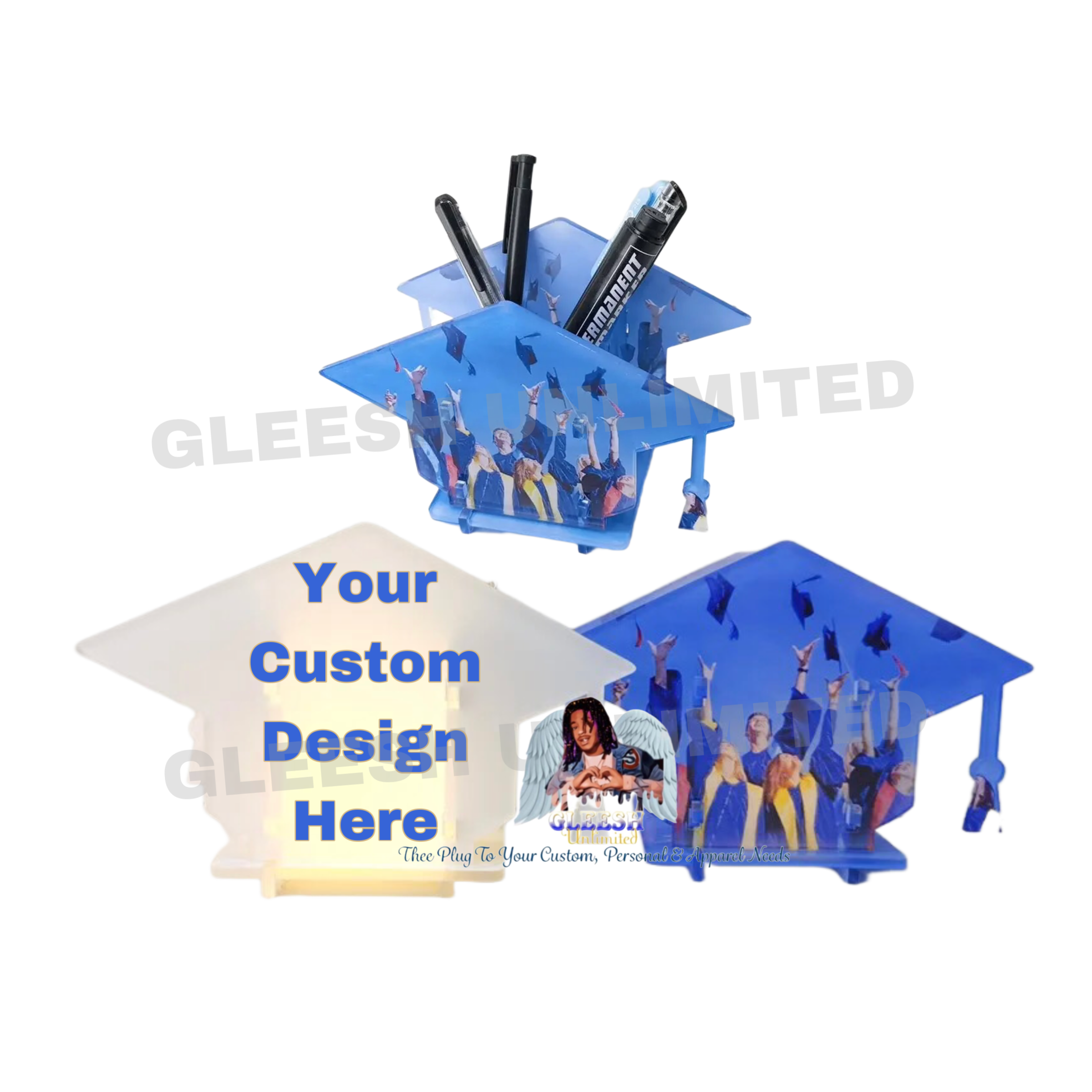 Custom Graduation Pen Holder LED Light – GLEESH Unlimited LLC